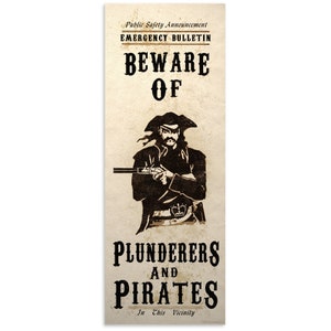 Pirate Art Beware of Sign Wall Poster Home Decor - Etsy