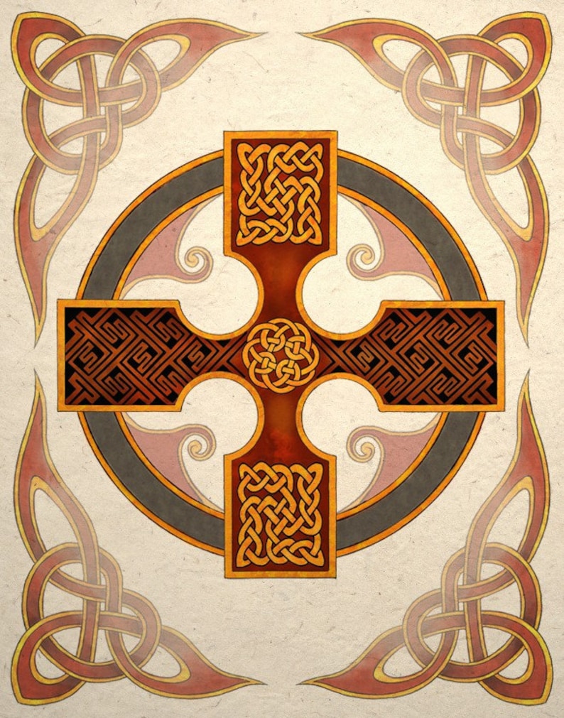 Celtic Art Print Cross With Knot Design Wall Decor - Etsy