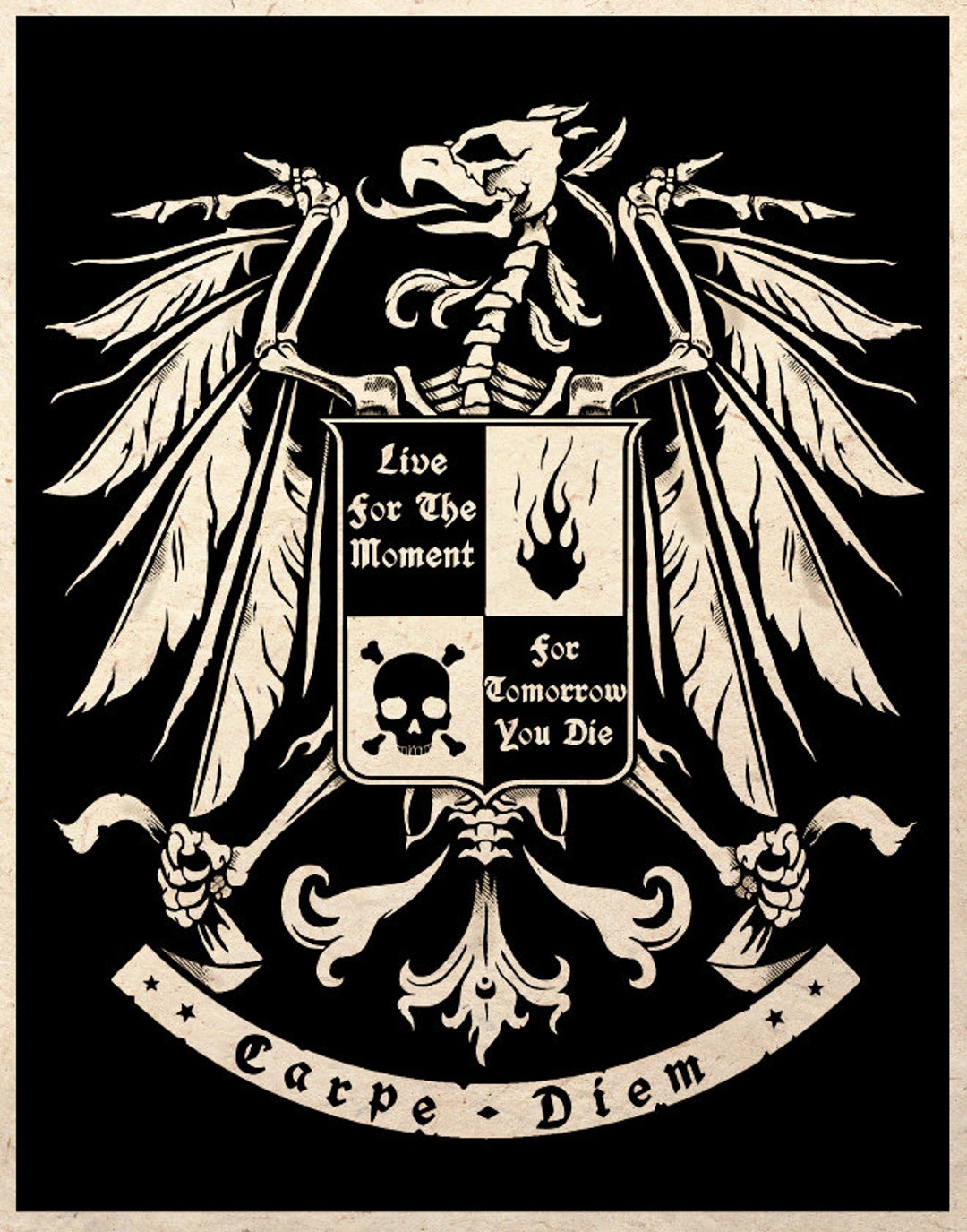 The Dead Phoenix Gothic Macabre Art Print Medieval Heraldry Dark ...