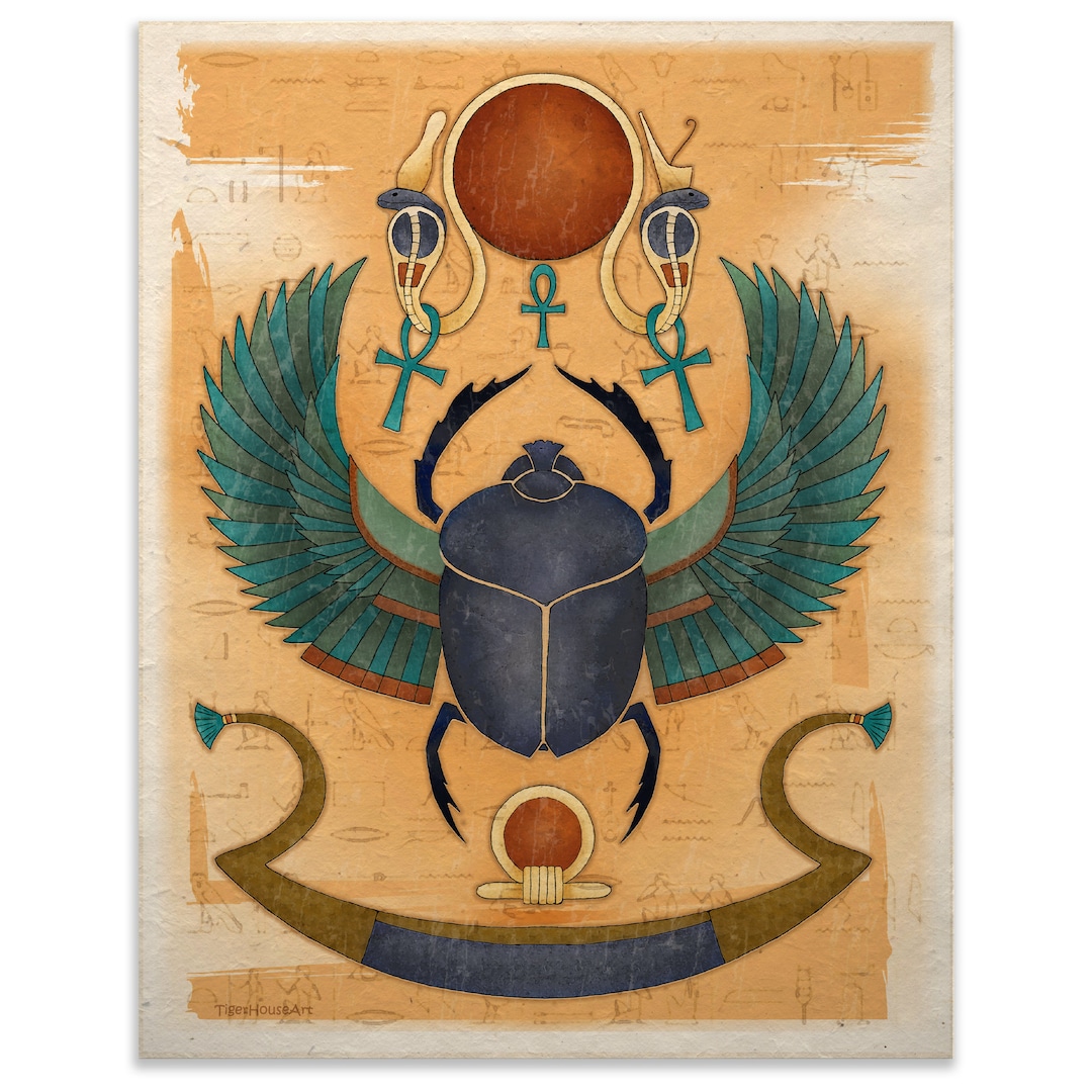 Egyptian Art Winged Scarab Print Sun God Ra Wall Decor - Etsy