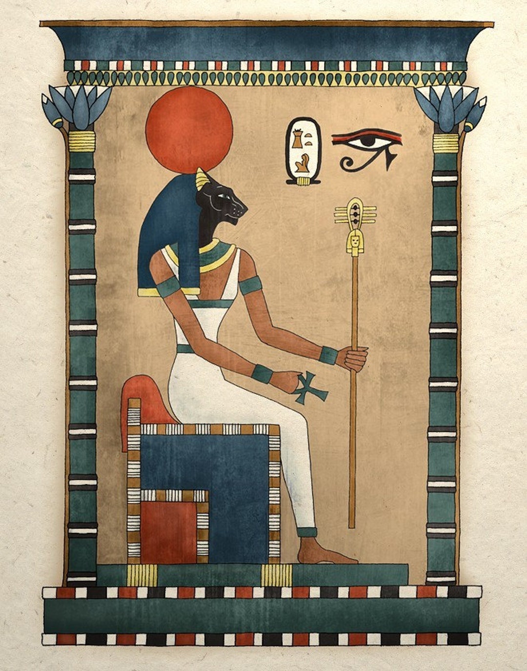 Ancient Egyptian Art Print Goddess Bastet - Etsy Singapore