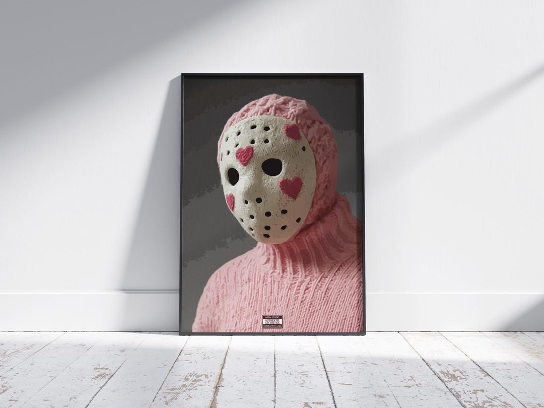 Horror Mask Wall Art – Cute Jason Print – Pink Aesthetic Poster ...