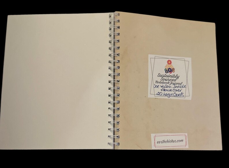 Original Vintage Joe Walsh Inside Album Cover Spiral Notebook Journal ...