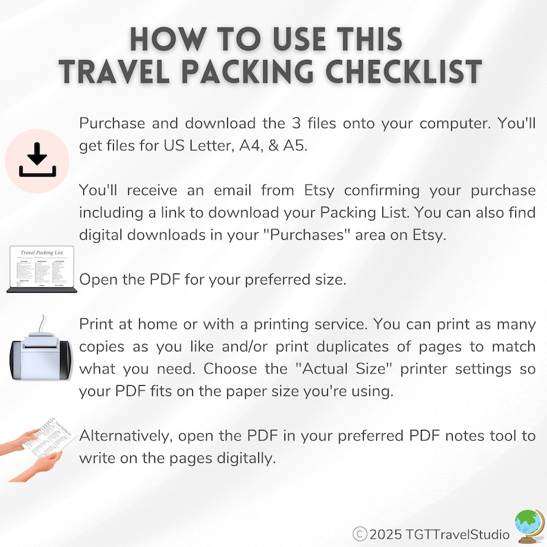 Printable Travel Packing List: Editable Vacation Checklist (PDF ...