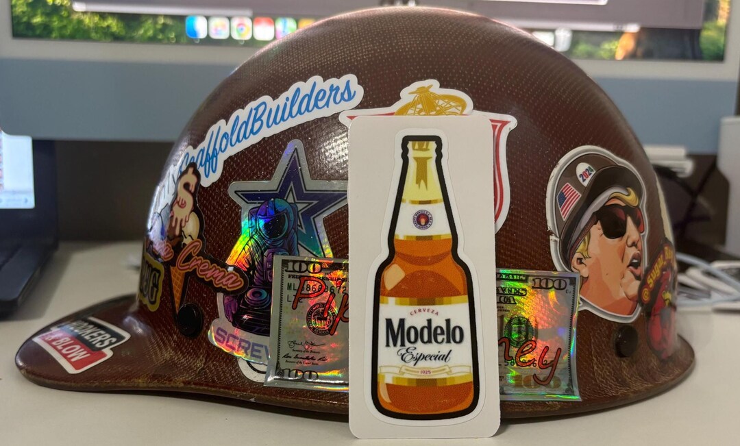 Modelo Especial Modelo Time Beer per Diem Money Hard Hat Sticker ...