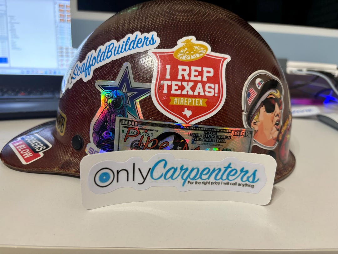 Onlycarpenters Only Carpenters Hard Hat Sticker Durable Laminated Air ...