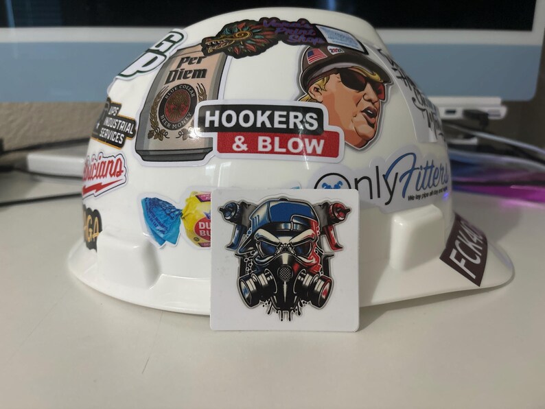 Painter Gas Mask Hard Hat Sticker Durable Laminated Air Released Vinyl ...