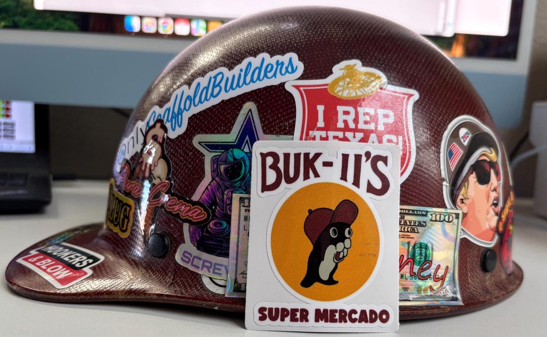 Buk-ii's Buc-ee's Los Bukis Super Mercado Hard Hat Sticker Durable ...