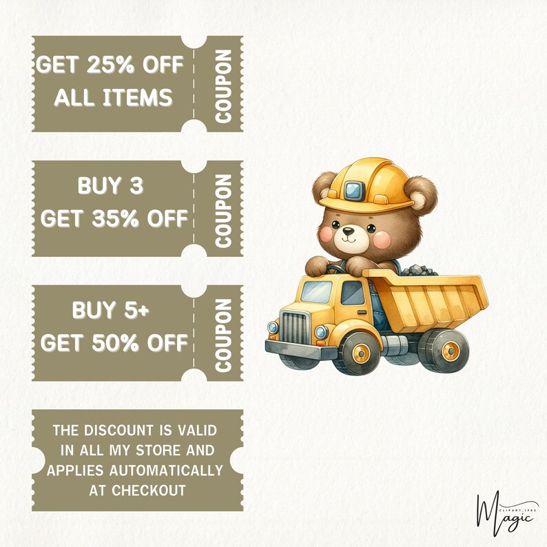 Cute Bear Construction Watercolor Clipart, Bear PNG, Bear Construct ...