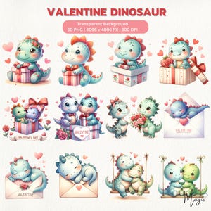 Dino Love Parade – Watercolor Clipart Set for Valentine's Day Craft - Etsy