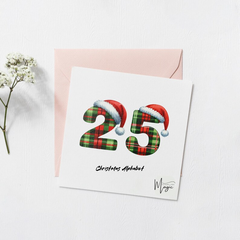 Christmas Plaid Alphabet Watercolor Clipart, Plaid Alphabet and Number ...