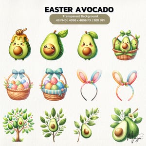 Playful Freshness – Watercolor Clipart Set of Easter Avocados - Etsy