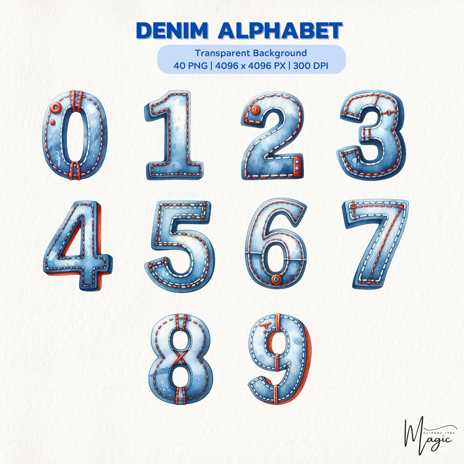 Cute Denim Alphabet Watercolor Clipart, Denim Alphabet PNG, Alphabet ...