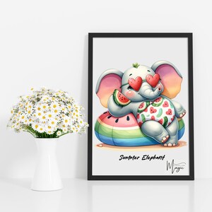 Joyful Sunshine – Watercolor Clipart Set of Cute Summer Elephants - Etsy