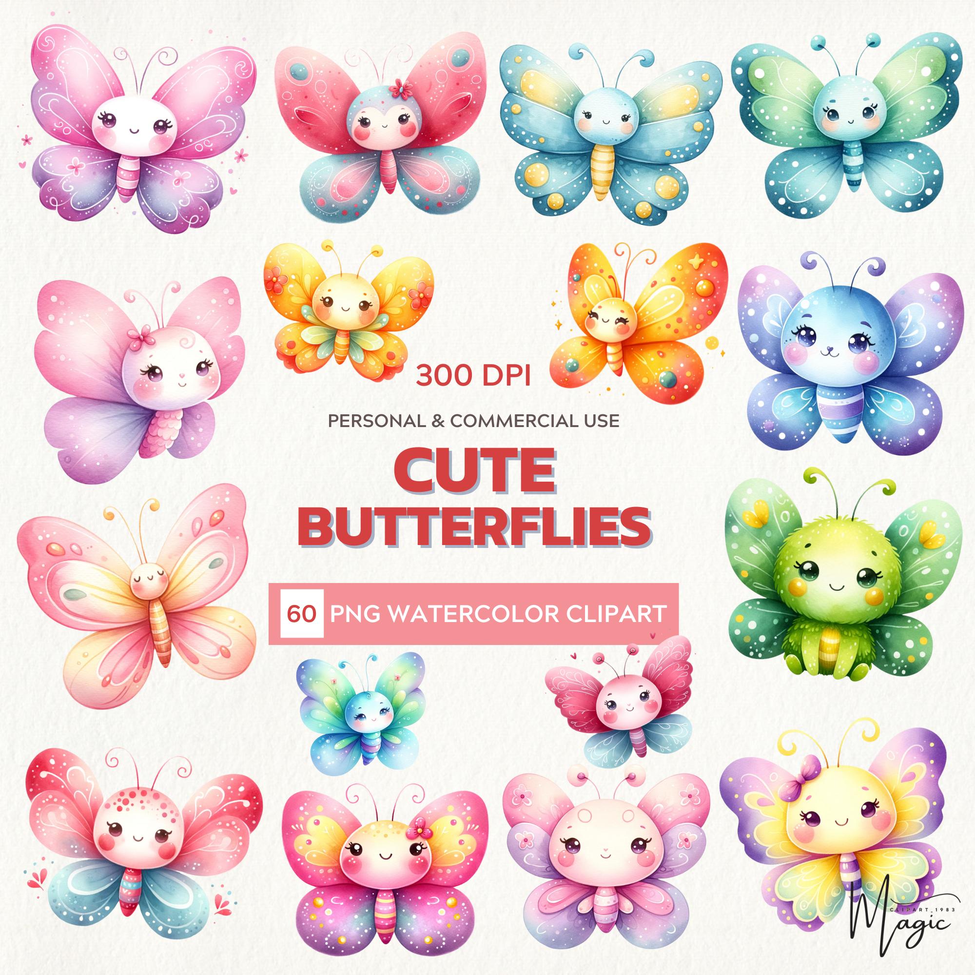 Cute Butterfly Watercolor Clipart, Butterfly PNG, Butterfly Clipart ...