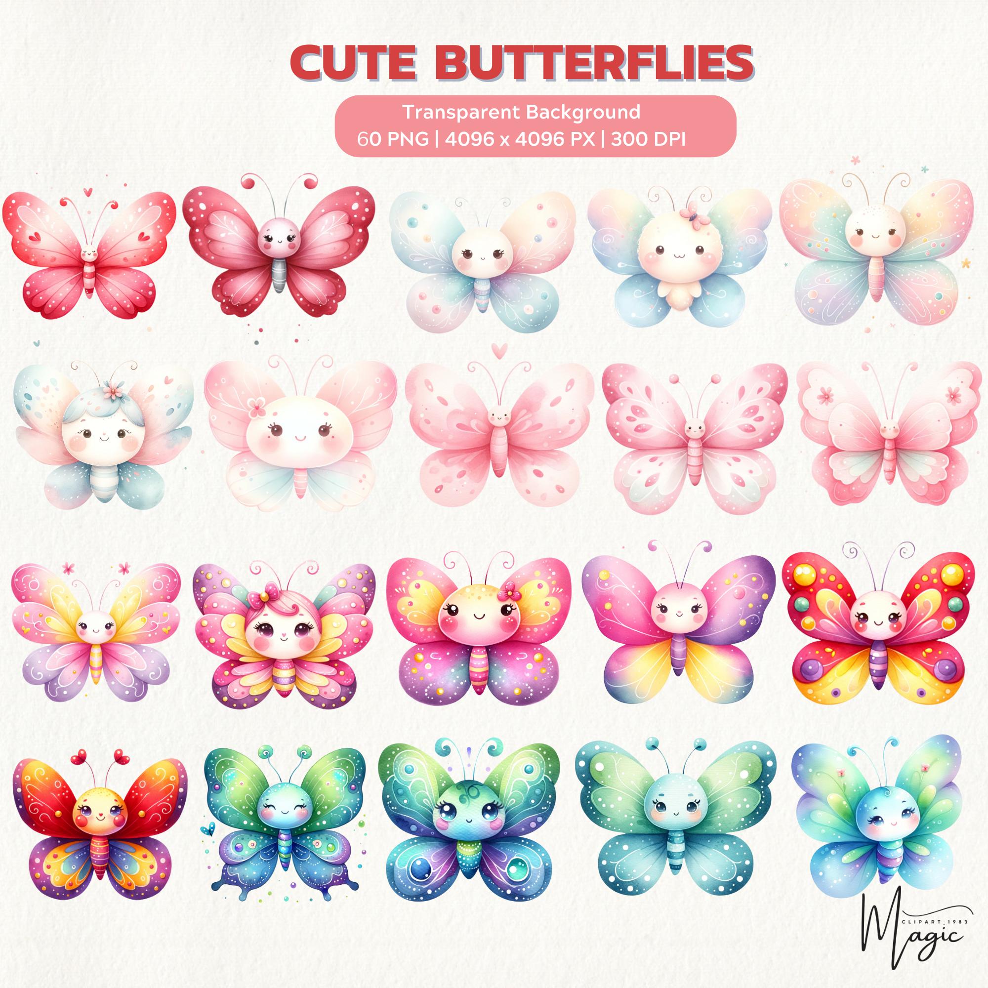 Cute Butterfly Watercolor Clipart, Butterfly PNG, Butterfly Clipart ...