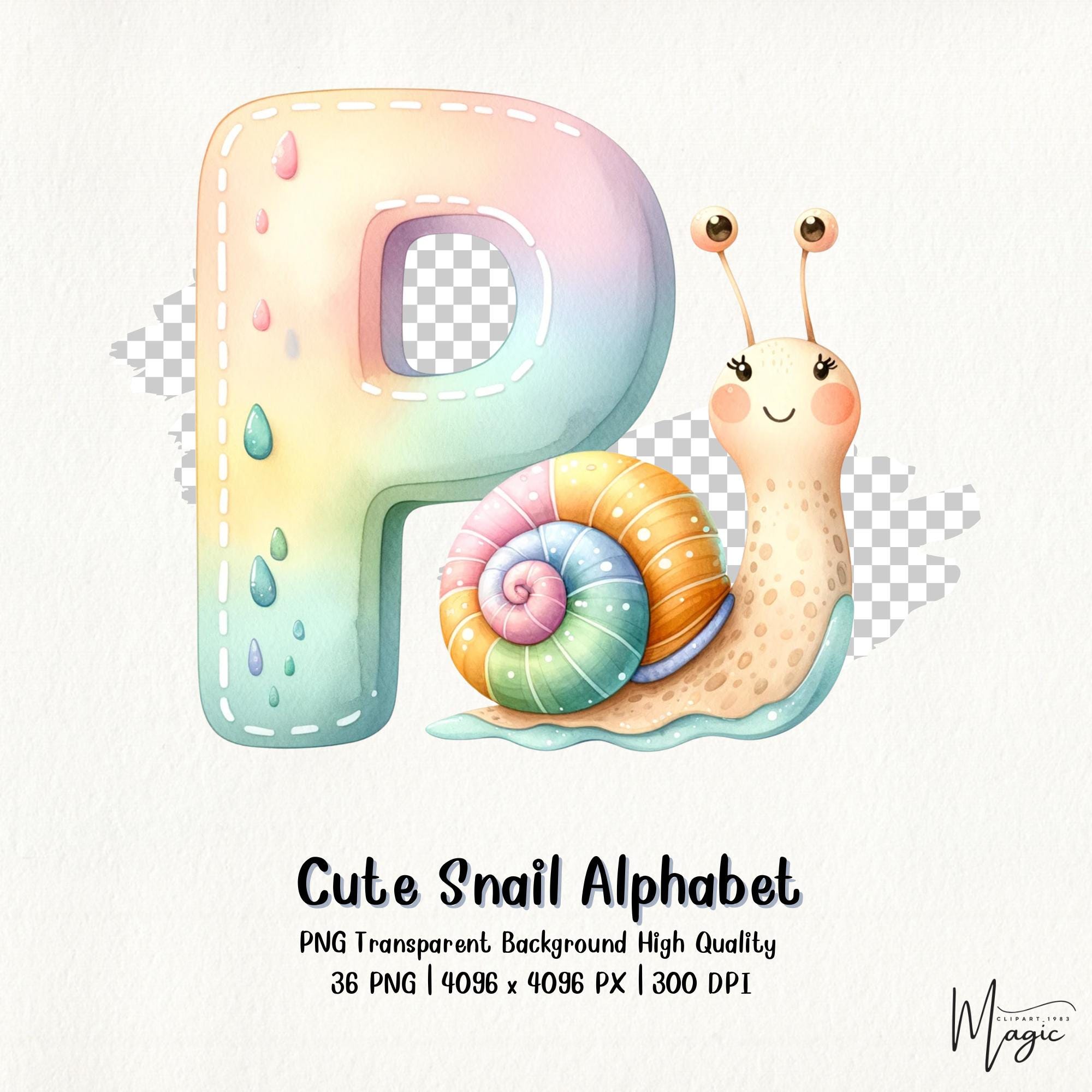 Whimsical Learning – Watercolor Clipart Set of Cute Snail Alphabet - Etsy