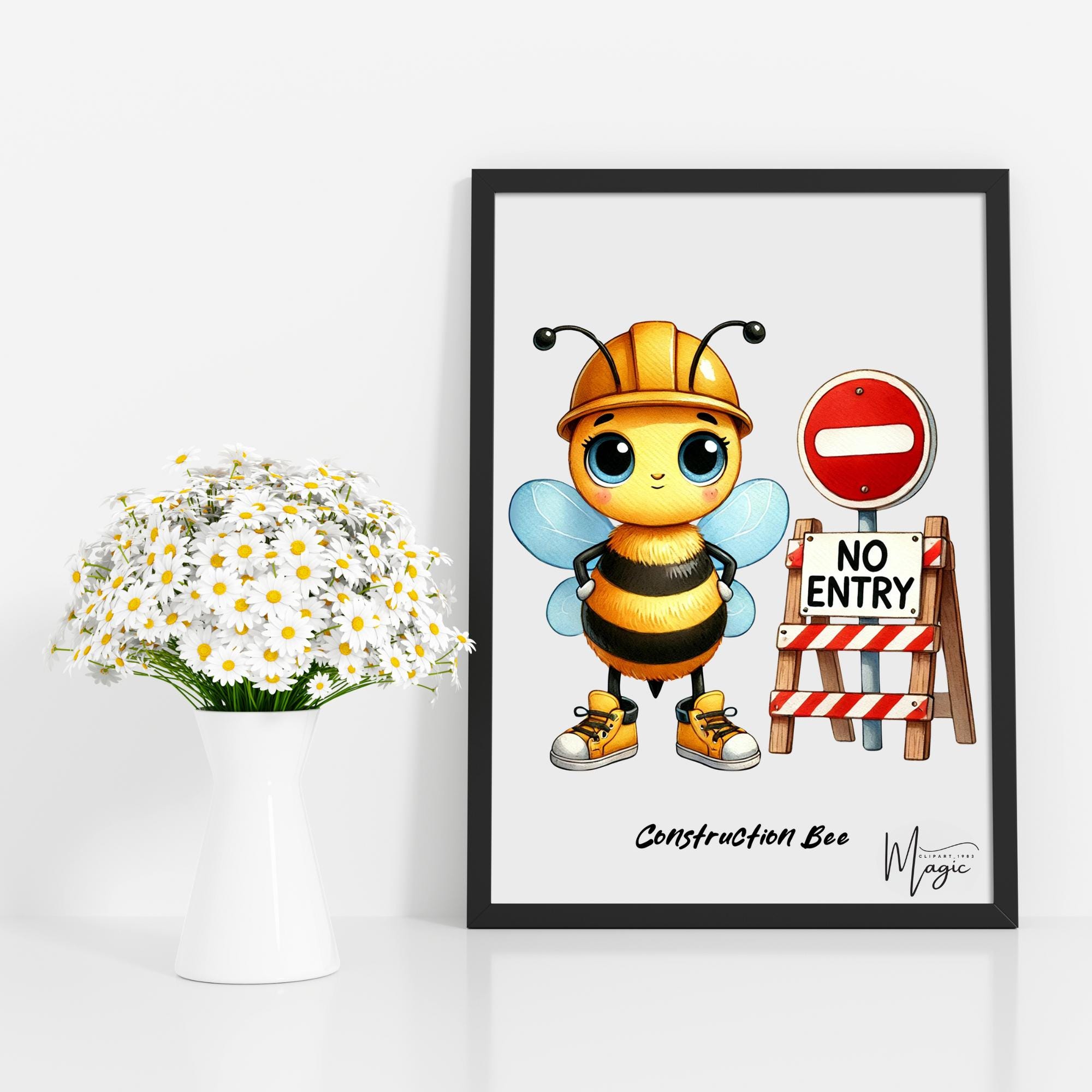 Cute Bee Construction Watercolor Clipart, Cute Bee Builder, Bee With Helmet, Bee Lover ...