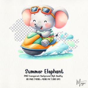 Joyful Sunshine – Watercolor Clipart Set of Cute Summer Elephants - Etsy