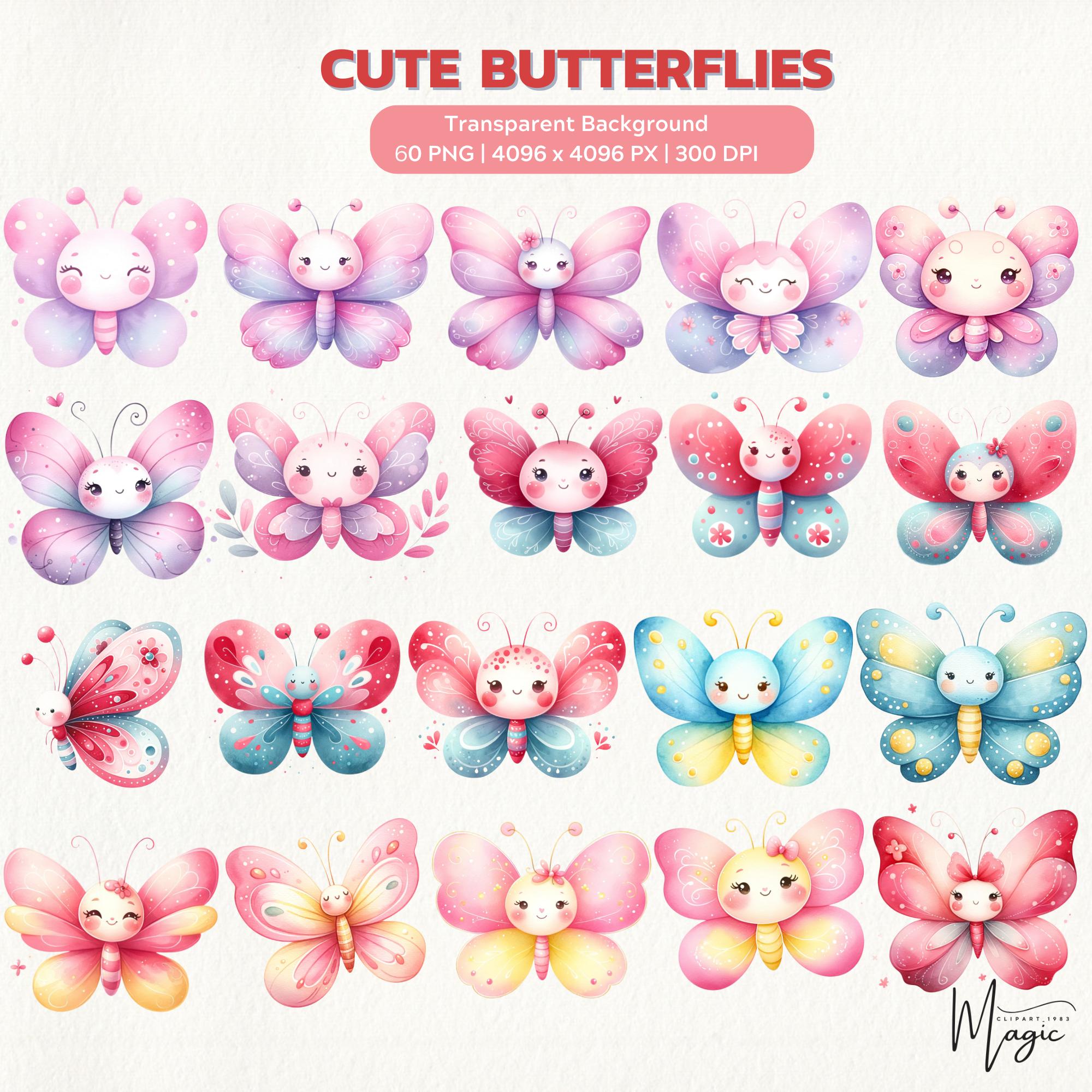 Cute Butterfly Watercolor Clipart, Butterfly PNG, Butterfly Clipart ...
