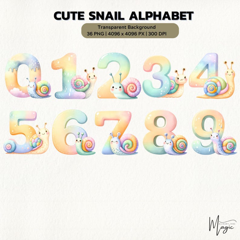 Whimsical Learning – Watercolor Clipart Set of Cute Snail Alphabet - Etsy