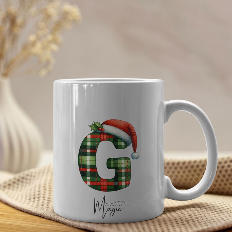 Christmas Plaid Alphabet Watercolor Clipart, Plaid Alphabet and Number ...