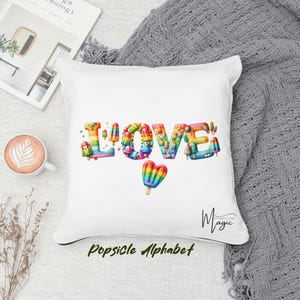Popsicle Alphabet Watercolor Clipart, Popsicle Alphabet PNG, Alphabet ...