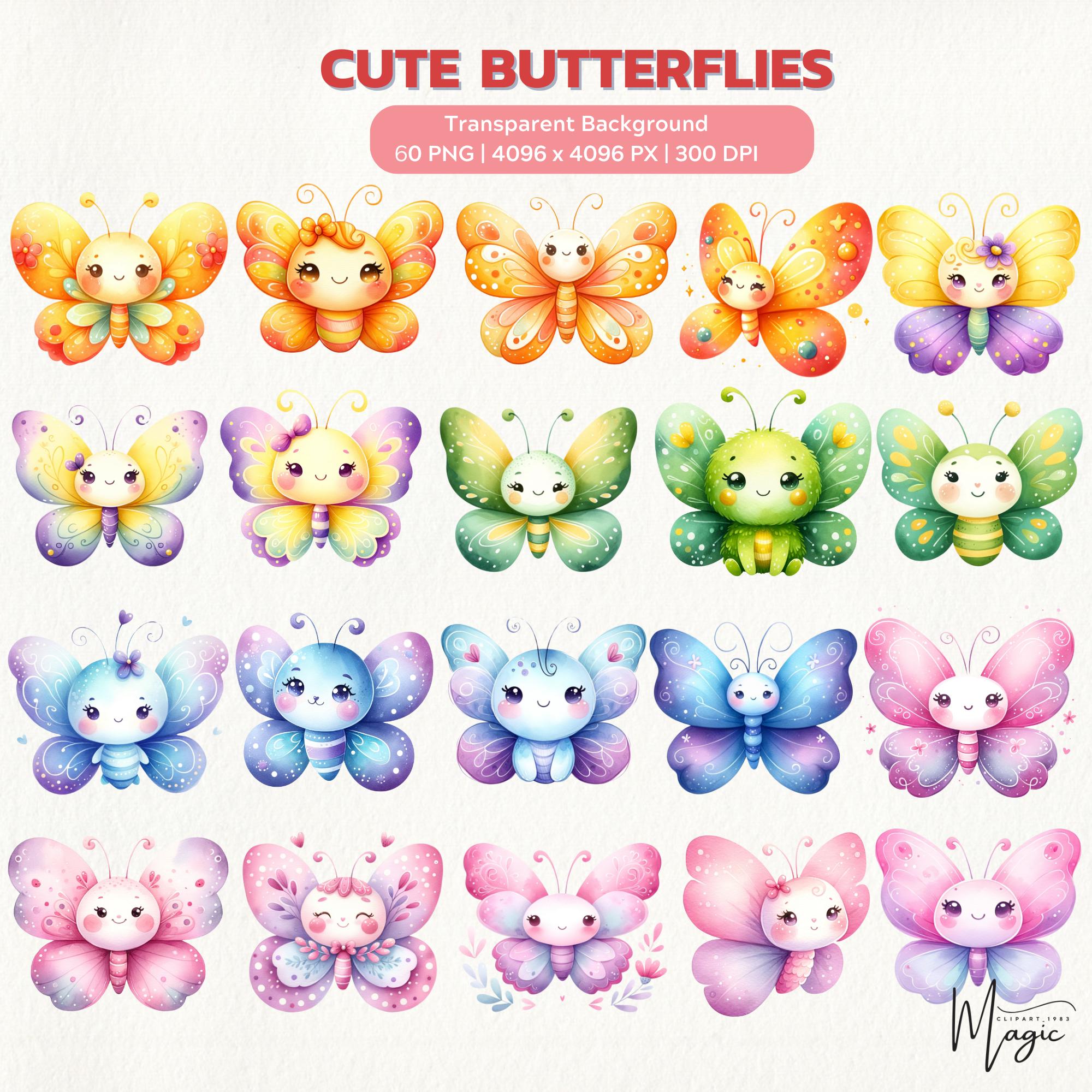 Cute Butterfly Watercolor Clipart, Butterfly PNG, Butterfly Clipart ...