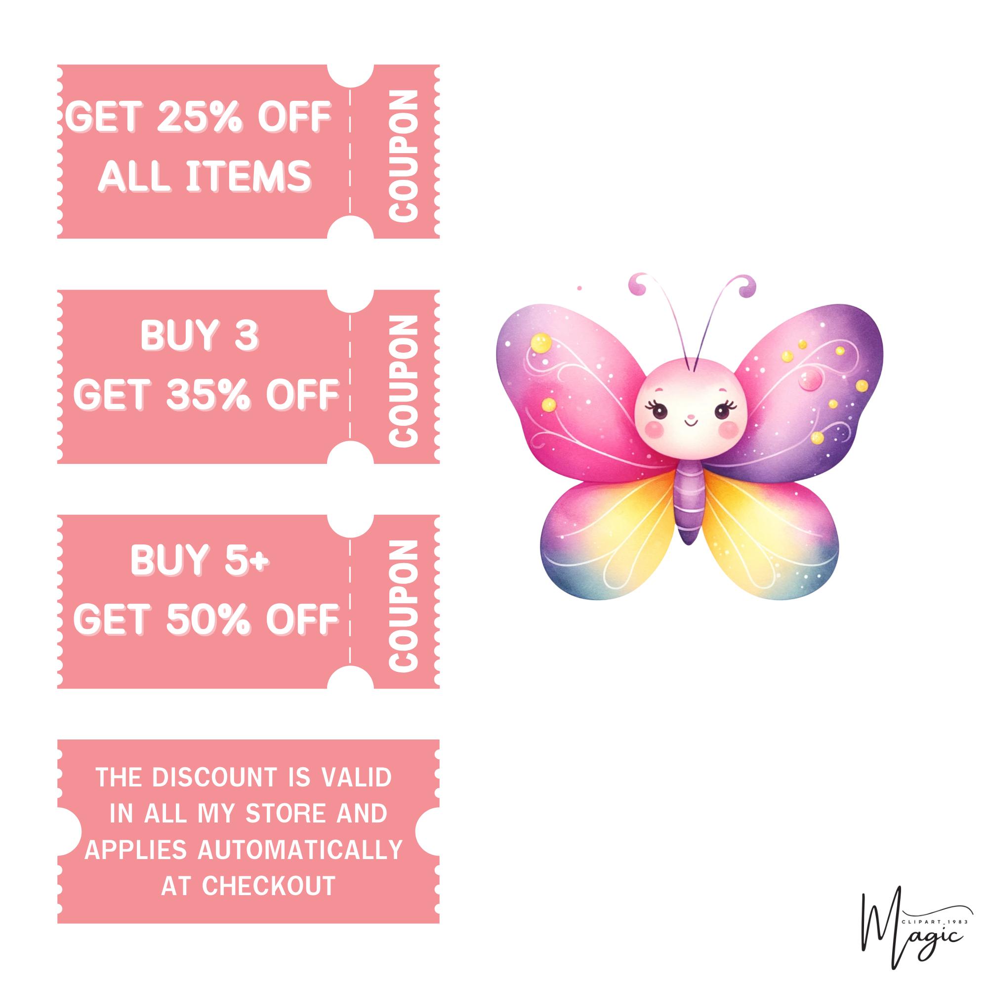 Cute Butterfly Watercolor Clipart, Butterfly PNG, Butterfly Clipart ...