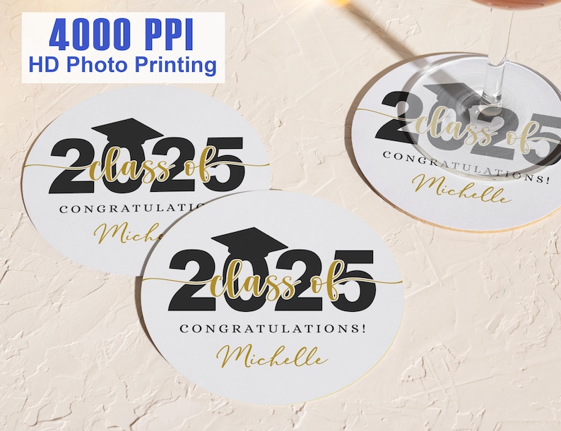 Custom Coasters for Graduation Party, Congrats Grad Party Favor, Class ...