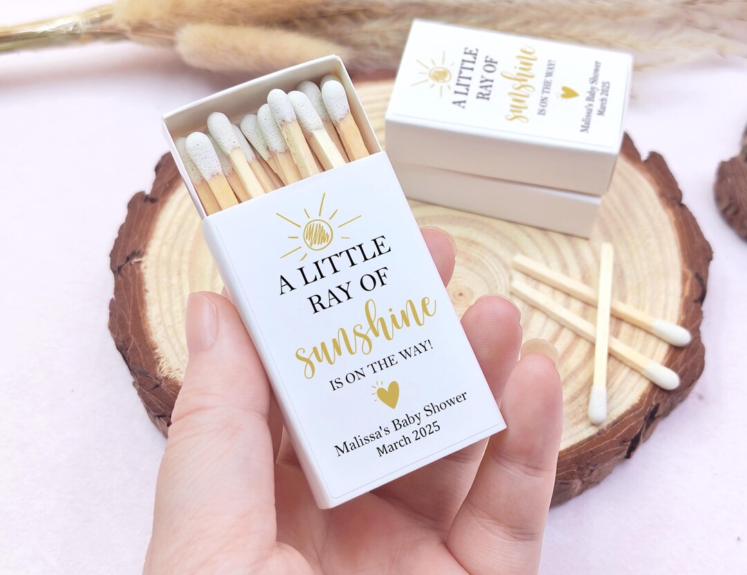 Custom Baby Shower Matchbox, Sunshine Baby Shower Matchbox Favors ...