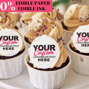 Custom Business Logo Cupcake Toppers, Edible Cake Toppers for Business ...