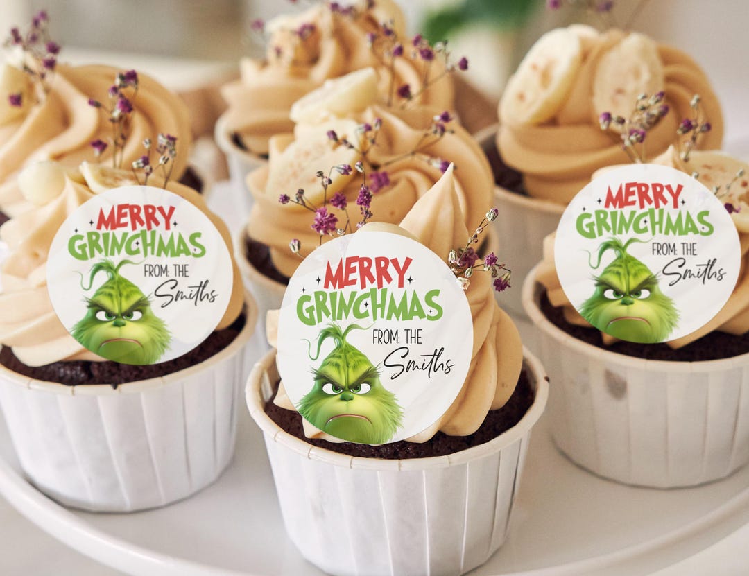 Edible Merry Grinchmas Cupcake Toppers, Christmas Grinches Cake Toppers ...