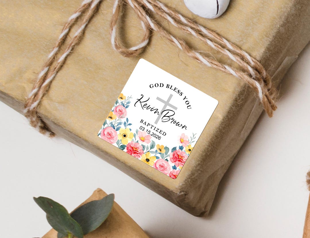 Custom God Bless You Stickers, Baptism Favor Gift Labels, Personalized Gift Stickers for Baptism ...