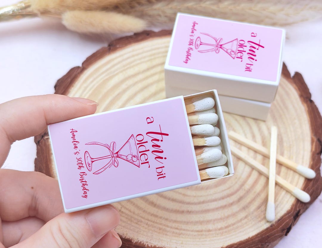 Personalized Martini Birthday Match Boxes - A Tini Bit Older/birthday ...