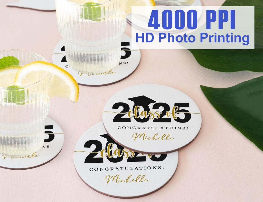 Custom Coasters for Graduation Party, Congrats Grad Party Favor, Class ...