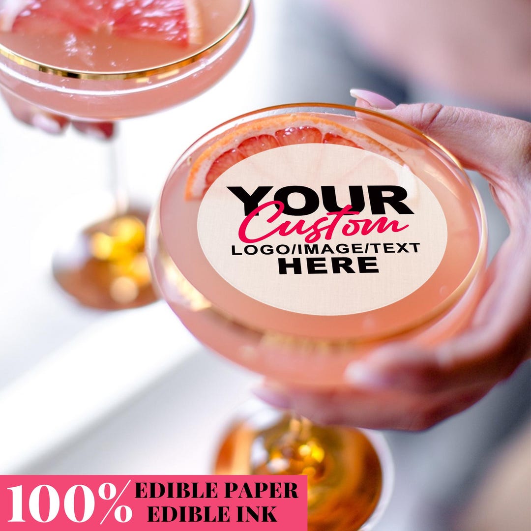 Custom Edible Drink Toppers With Logo/image/text, Edible Photo Cocktail ...