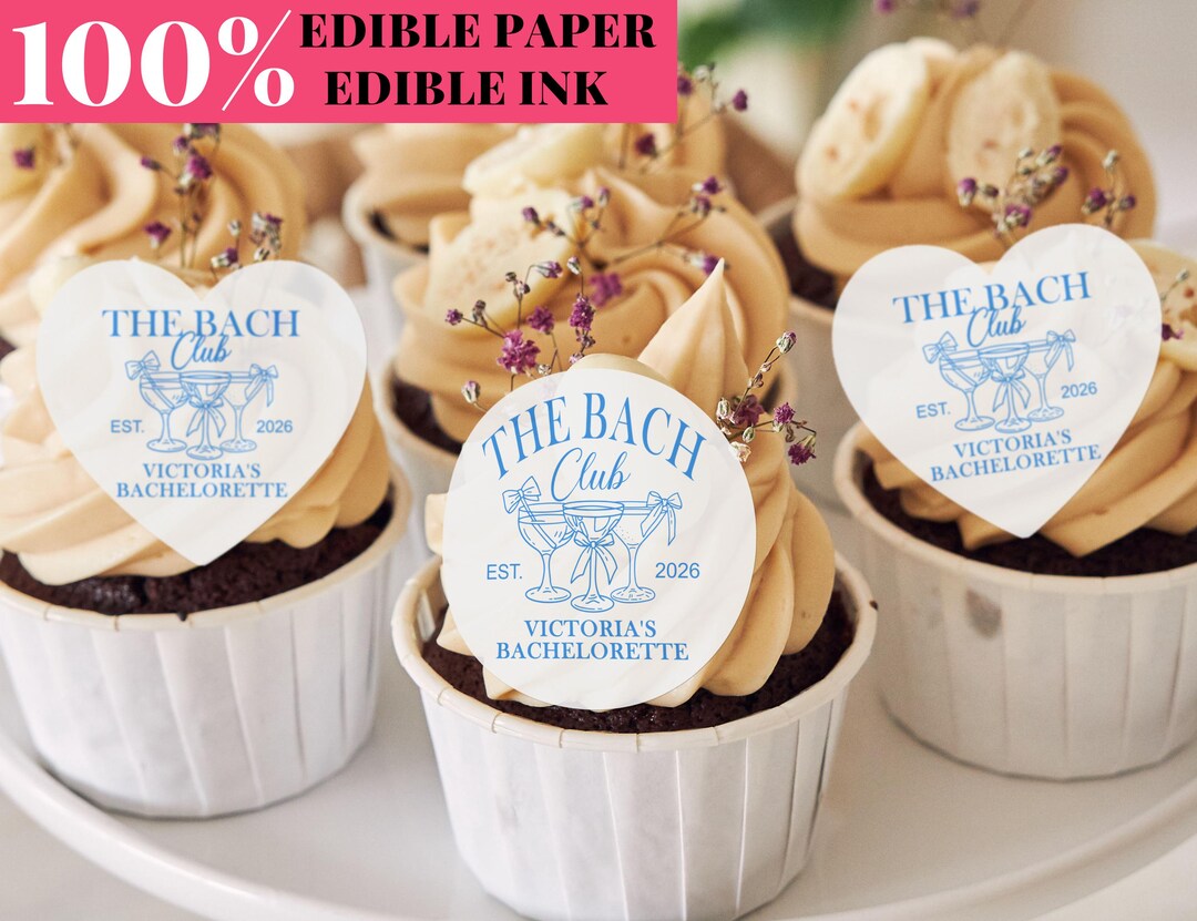 Personalized Edible Cupcake Topper Champagne and Drink Toppers for ...