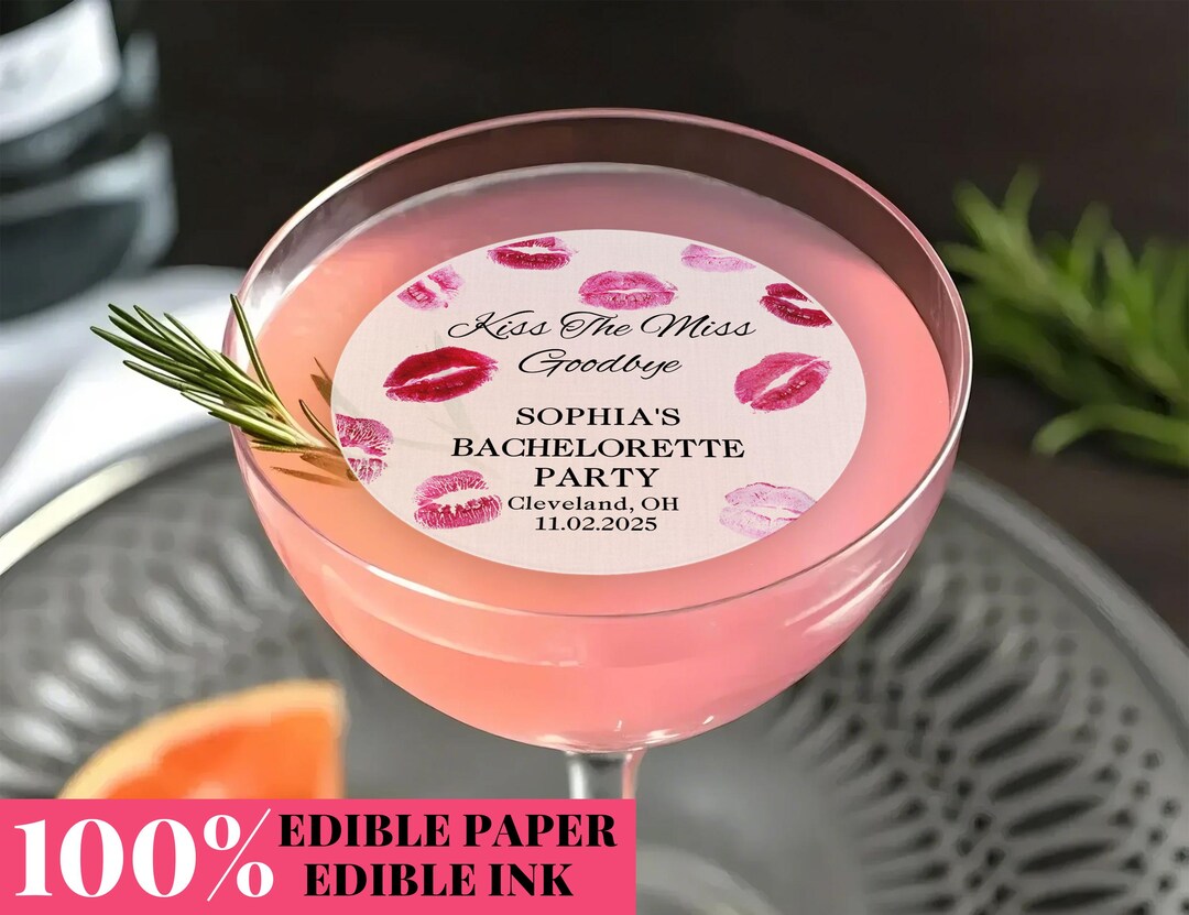 Edible Drink Toppers for Bachelorette Party/kiss the Miss Goodbye Party ...