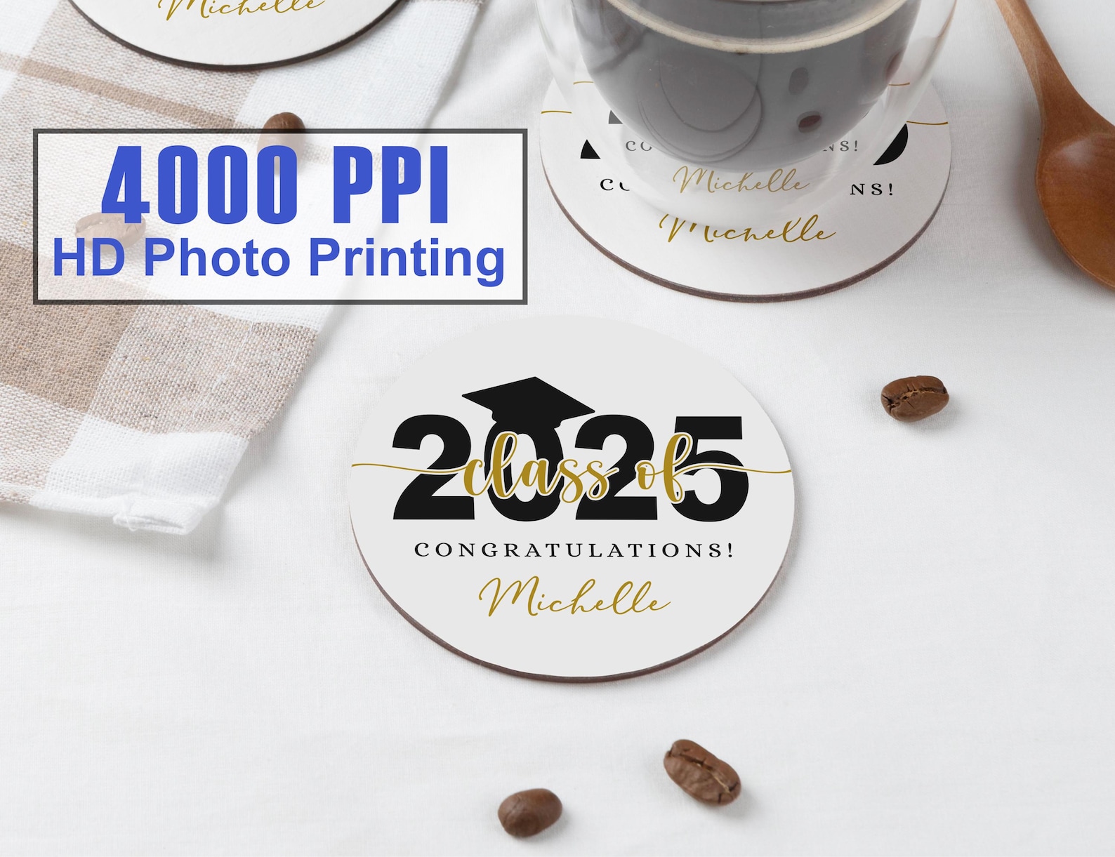 Custom Coasters for Graduation Party, Congrats Grad Party Favor, Class ...