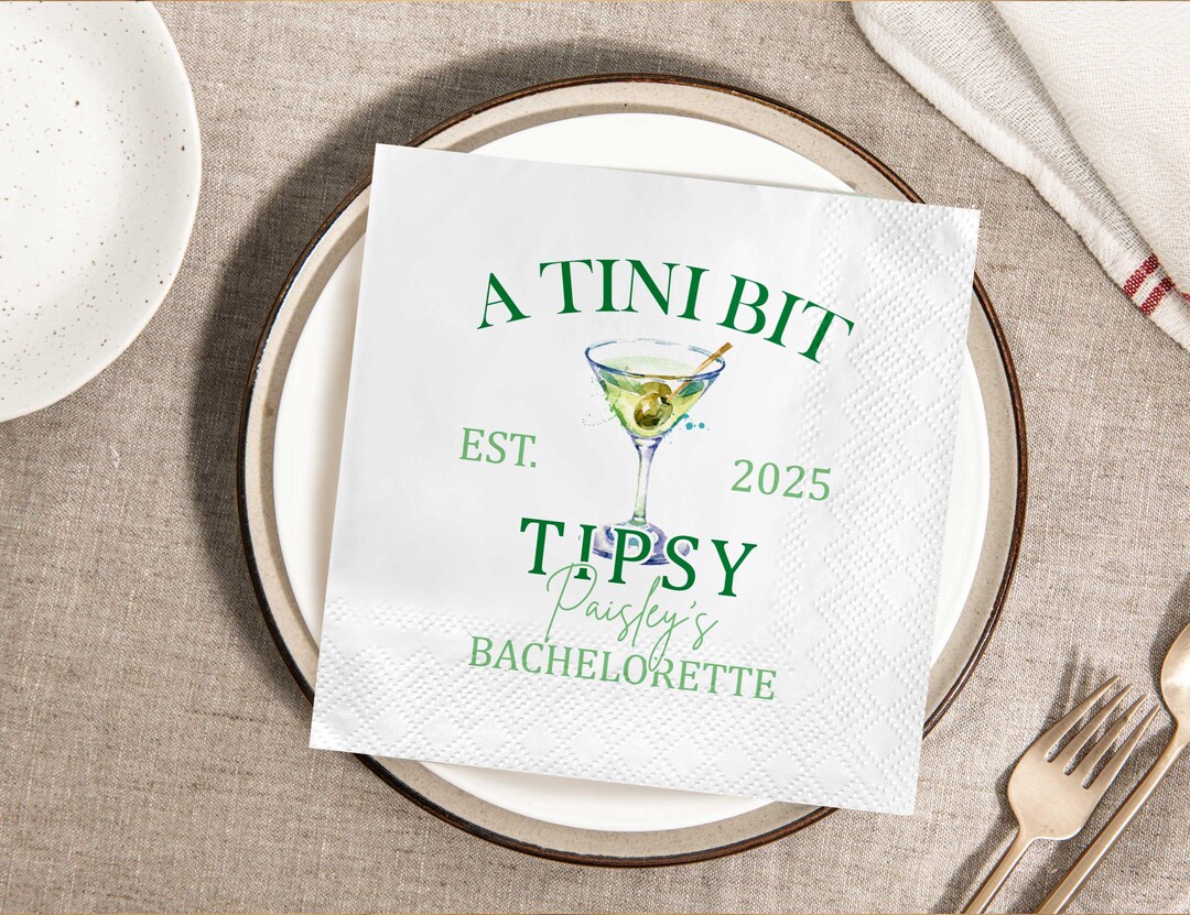 A Tini Bit Tipsy Bachelorette Party Cocktail Napkins, Personalized Bachelorette Brunch Napkins ...