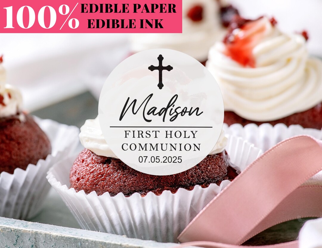 First Holy Communion Cake Topper, Custom Baptism Edible Toppers, Holy ...