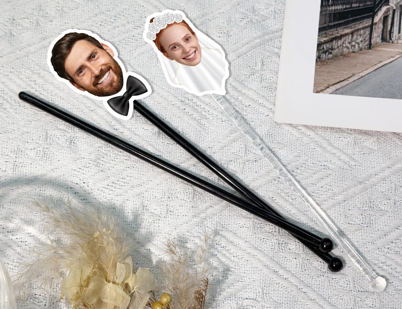 Bride and Groom Face Wedding Drink Stirrer/bulk Custom Cocktail Stir ...