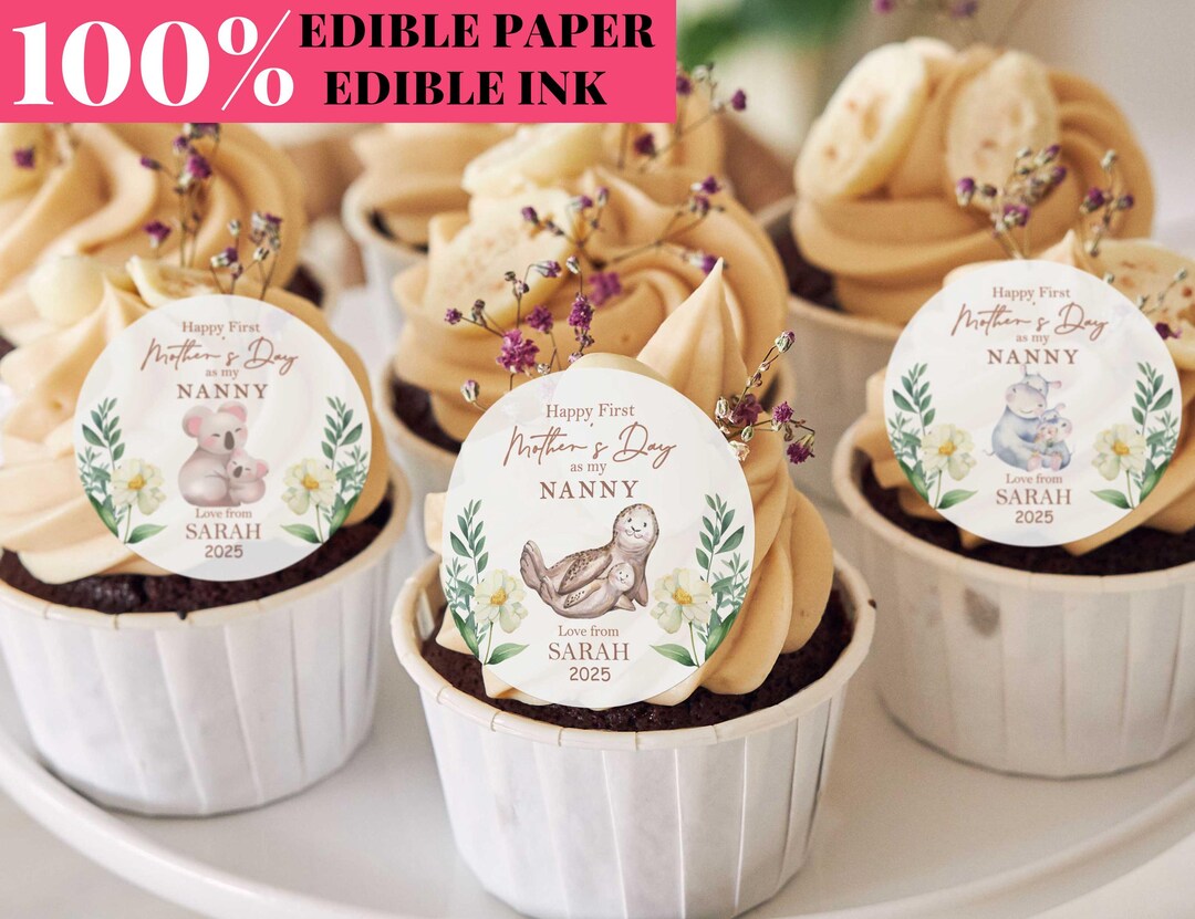 Bulk Custom Mother's Day Cake Toppers, Nanny Cupcake Toppers, Mothers ...