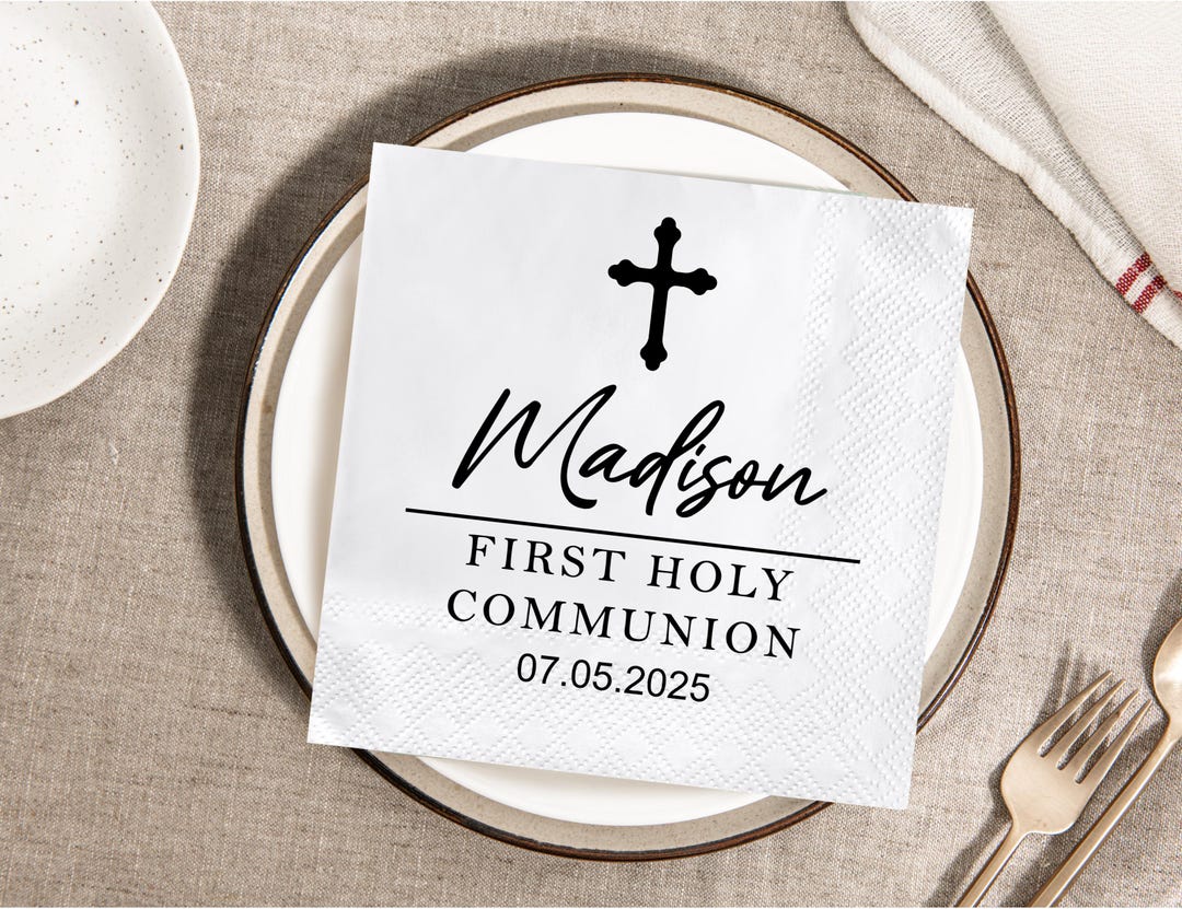 First Holy Communion Napkins/baptism Table Napkins/cross Paper Napkins ...