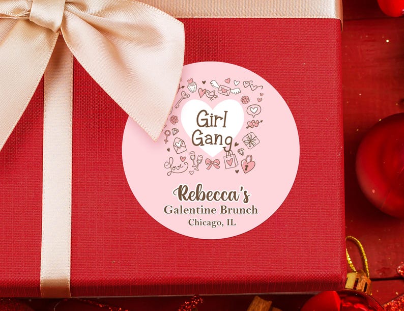 Custom Girl Gang Gift Labels, Valentine's Day Recovery Kit Labels ...