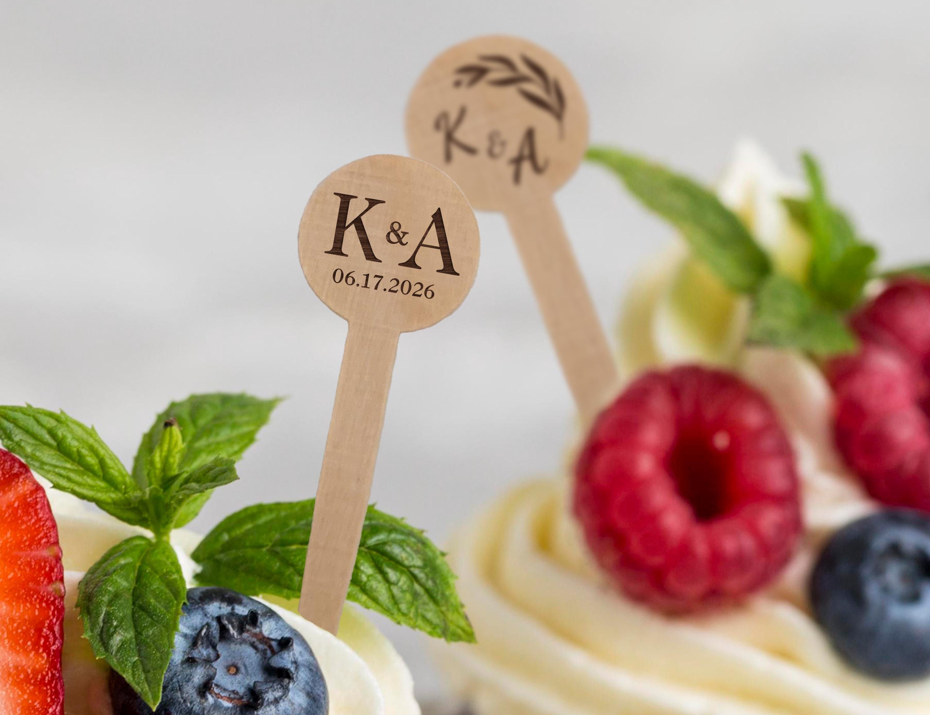Personalized Wooden Wedding Food Picks/wedding Monogram Cupcake Toppers ...