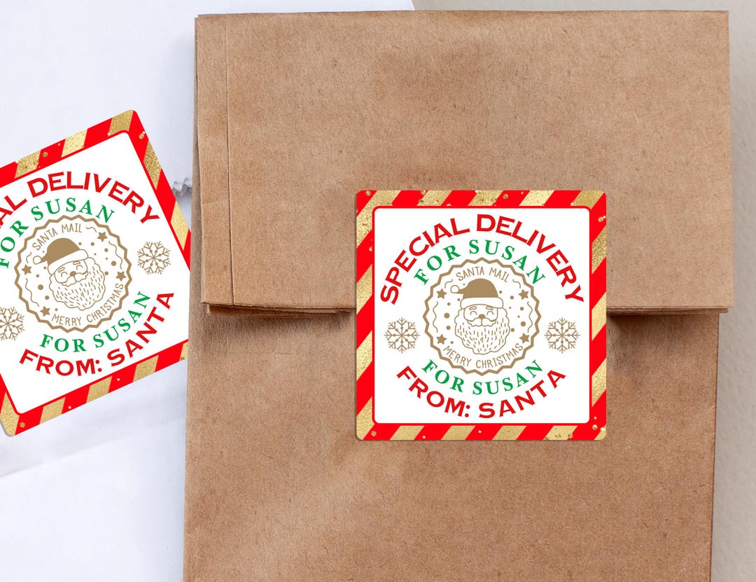 Express Delivery Gift Labels, From Santa Special Delivery Tags, Xmas ...