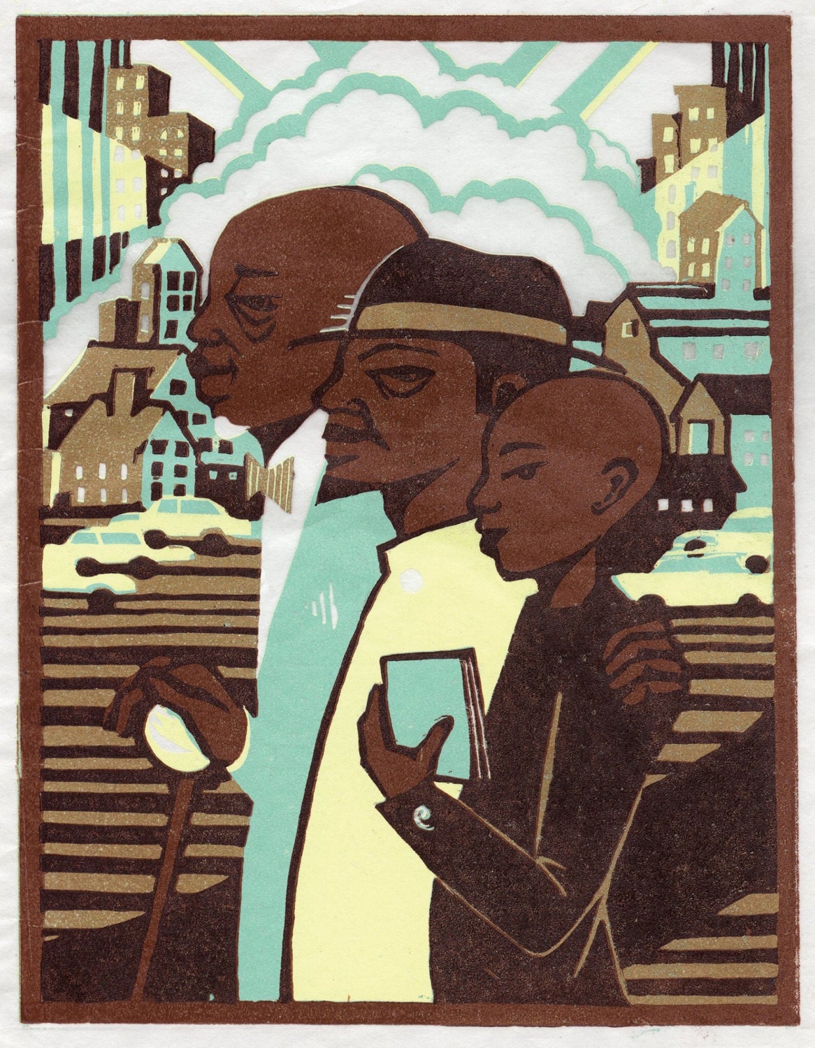 Harlem Renaissance Linocut Print: "guidance" 8x10 - Etsy