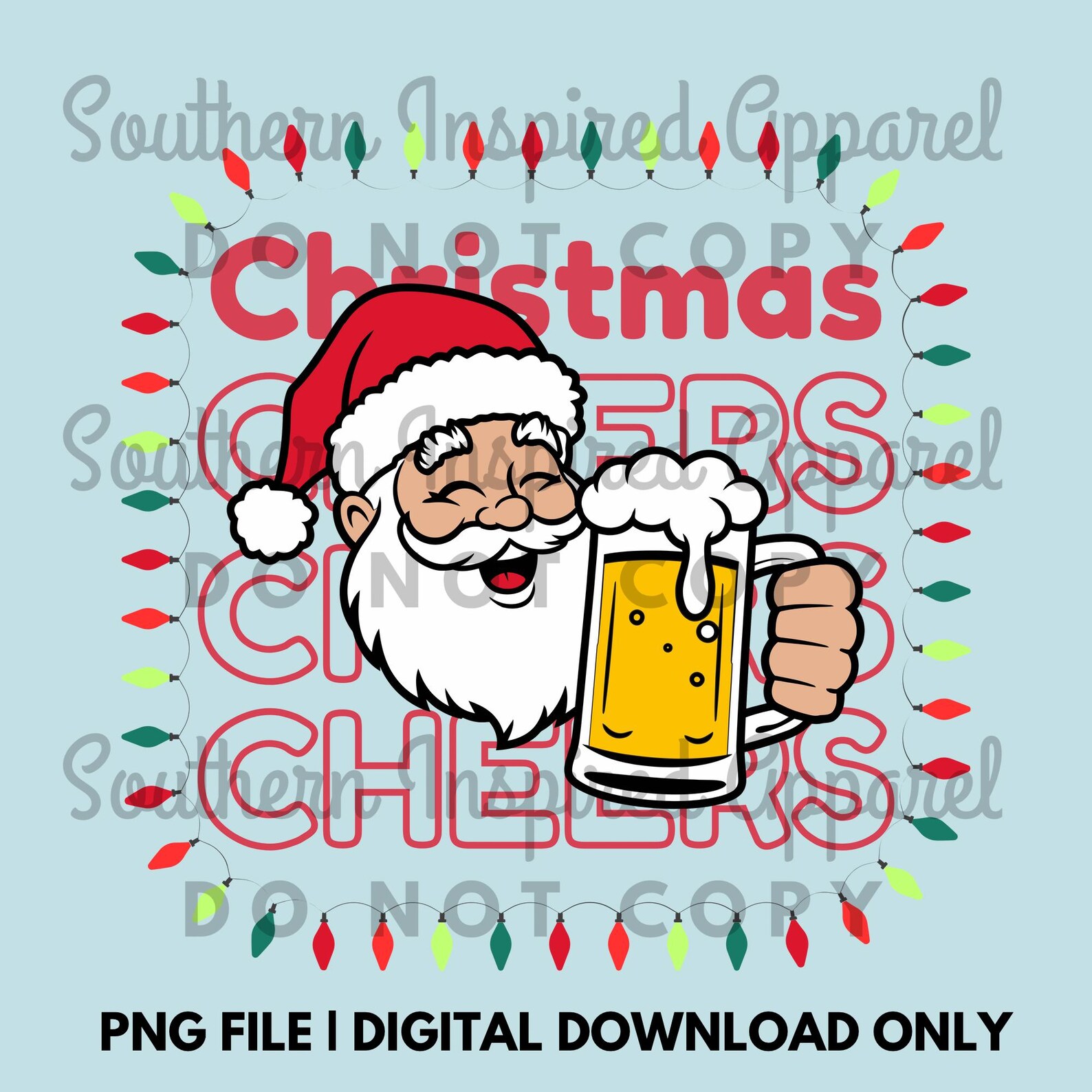 Santa Cheers to Beers Digital File Png Christmas Retro Fun Merry Party ...